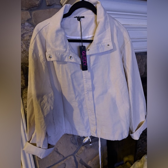 Glitz | Jackets & Coats | Nwt Glitzy Girlz White Corduroy Jacket Size ...